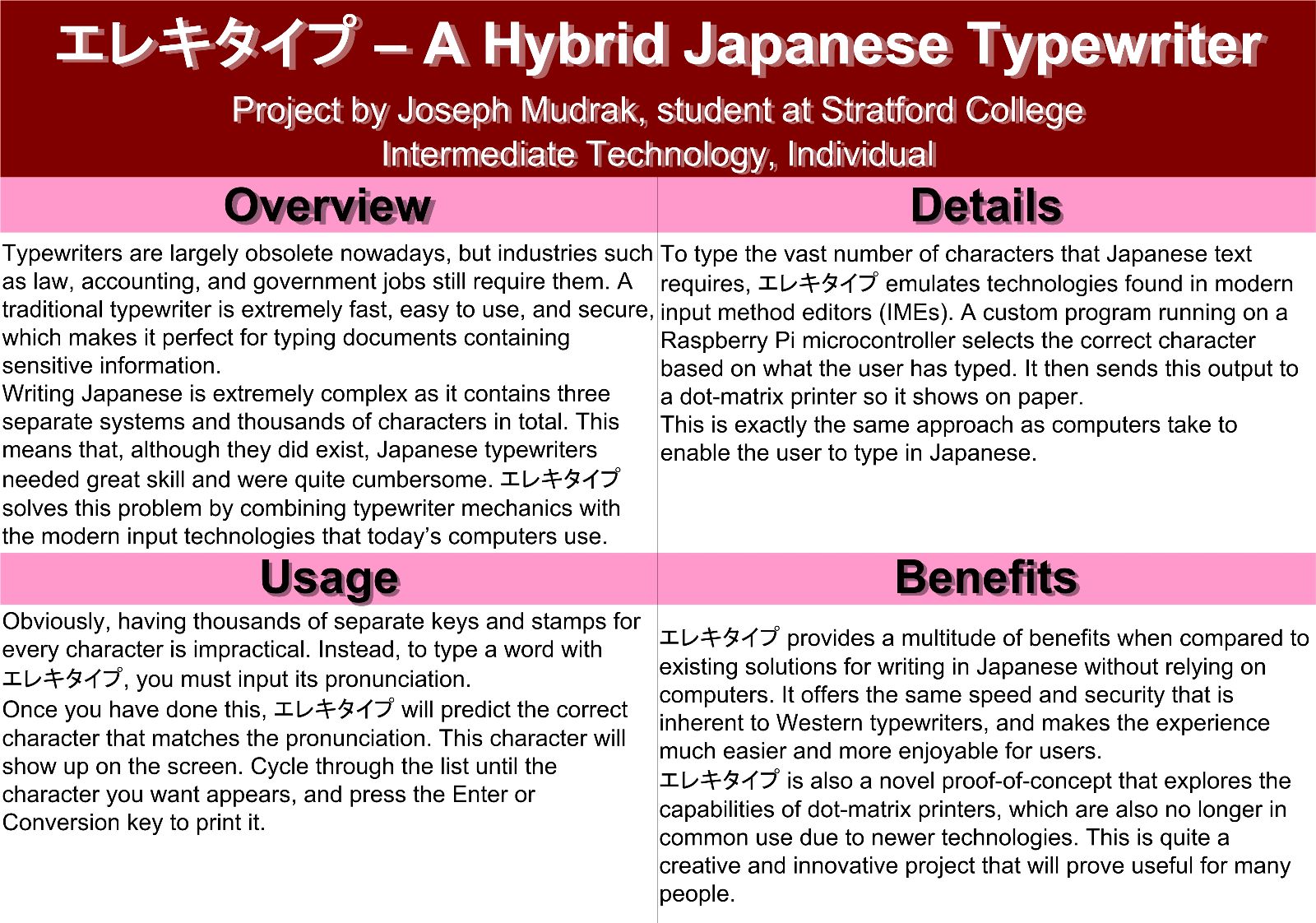 A Hybrid Japanese Typewriter project among finalists of the 2023 BT ...